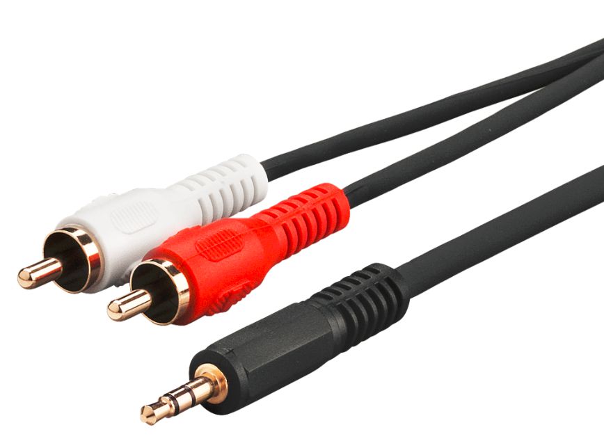 MicroConnect AUDLC10G Audio Cable 10m – 3.5mm Male to 2 x RCA Male Con ...